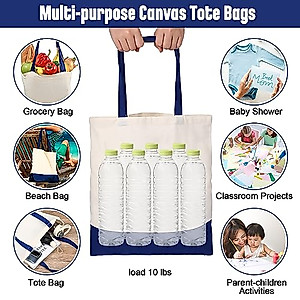Roowest 60 Pcs Employee Appreciation Gifts Cotton Canvas Tote Bags Bulk Reusable Grocery Shopping Cloth Bags for Womens DIY(Blue and White)