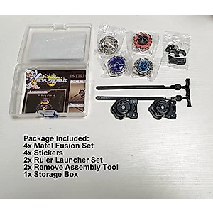 Burst Battle Metal Fusion Turbo Evolution Set with 4D Launcher Set Toys for Prime Boys Pegasus Battling Top