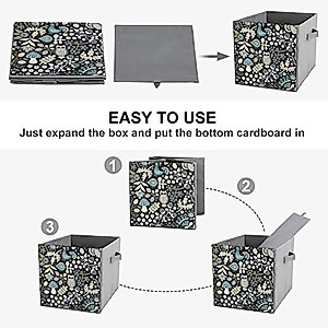 Forest Seamless Pattern Foldable Storage Bins Printd Fabric Cube Baskets Boxes with Handles for Clothes Toys, 11x11x11