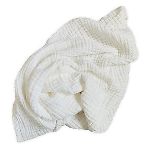 Leyl&Ari Basic Toddler Blanket - Organic Baby Towel - Baby Toddler Muslin Quilt- Crib Blanket - 3 Layers Organic Cotton Baby Blanket- 40"X40" (Snowy White)