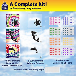 SUNGEMMERS Big Gem Mermaid & Dolphin Diamond Window Art Suncatcher Kit for Kids 6-8 9 10, Birthday Gifts for 7 Year Old Girl, Arts and Crafts for Girls Ages 8-12, Easter Basket Stuffers for Kids