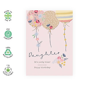 CENTRAL 23 Birthday Card - Daughter Birthday Balloons - Balloons Birthday Card - Birthday Card From Mom - Pretty Birthday Greeting Cards For Women - Gifts For Women Her - Comes With Fun Stickers