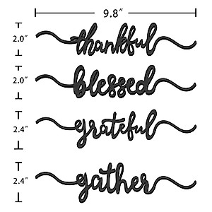 Thanksgiving Cutout Wood Table Place Card Thankful Grateful Blessed Gather Wood Word Table Decorations Fall Themed Thanksgiving Party Table Home Supplies (Black, 8)