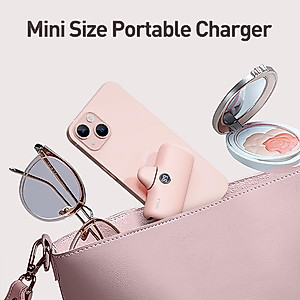 iWALK Portable Charger 4800mAh 20W USB C Power Bank Small Fast Charging Docking Battery Pack with LED Display Compatible iPhone 15,15 Plus,15 Pro,15 Pro Max,Pink, Pink for iP15, DBL5000PNC