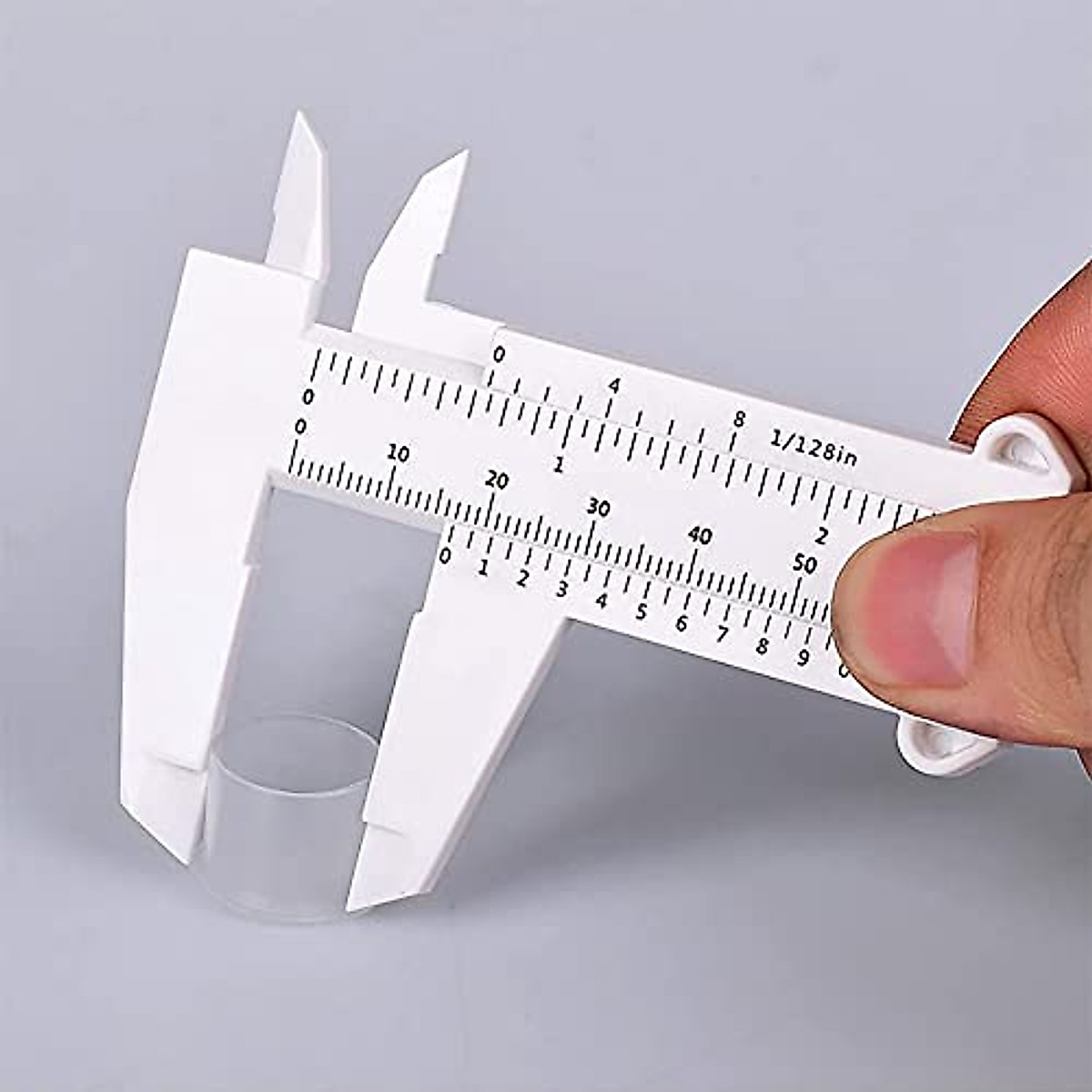 6Inch 150mm Mini Caliper Double Scale Plastic Vernier Caliper, Caliper Measuring Tool, for Carpentry, Student, Jewelry Measuring, etc. (White and Blue)