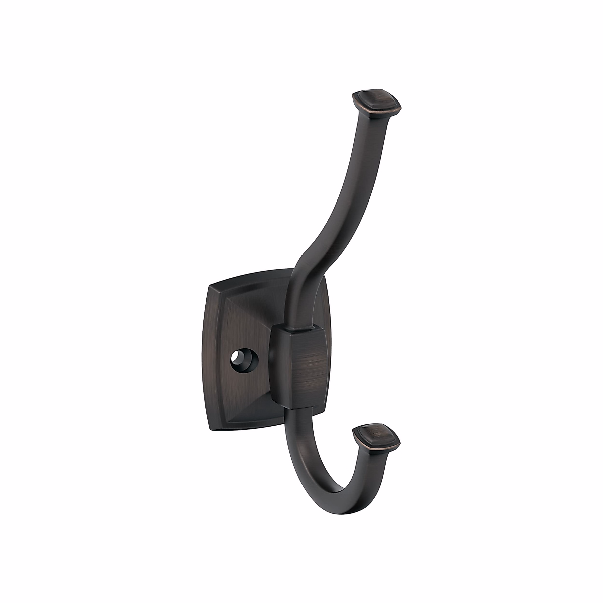Amerock H37002ORB | Kinsale Double Prong Decorative Wall Hook | Oil Rubbed Bronze Hook for Coats, Hats, Backpacks, Bags | Hooks for Bathroom, Bedroom, Closet, Entryway, Laundry Room, Office
