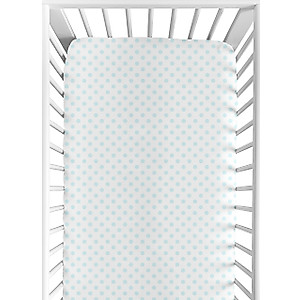 Sweet Jojo Designs Blue and White Polka Dot Girl Fitted Crib Sheet Baby or Toddler Bed Nursery - Watercolor Floral Shabby Chic Collection