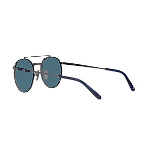 Ray-Ban RB8237 Round II Titanium Sunglasses, Gunmetal/Polarized Blue, 53 mm