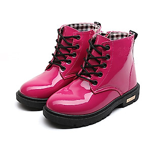 Cixi Maxu E-Commerce.Co.Ltd Girls Boys Rose PU Waterproof Child Ankle Boots,Little Kid, 13M US