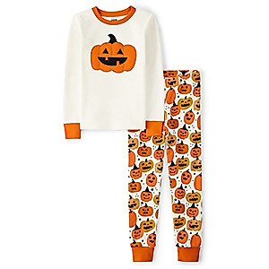 Gymboree,unisex-child,Gymmie Long Sleeve and Pant Cotton 2-Piece Pajama Sets, Big Kid, Toddler,Halloween Pumpkin,3T