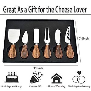 Cheese Knives Set, 6-Piece Stainless Steel Cheese Knife Collection with Cheese Slicer Cheese Cutter Cheese Fork,Cheese Spreading Knife for Charcuterie Boards and Cutlery Gift Set