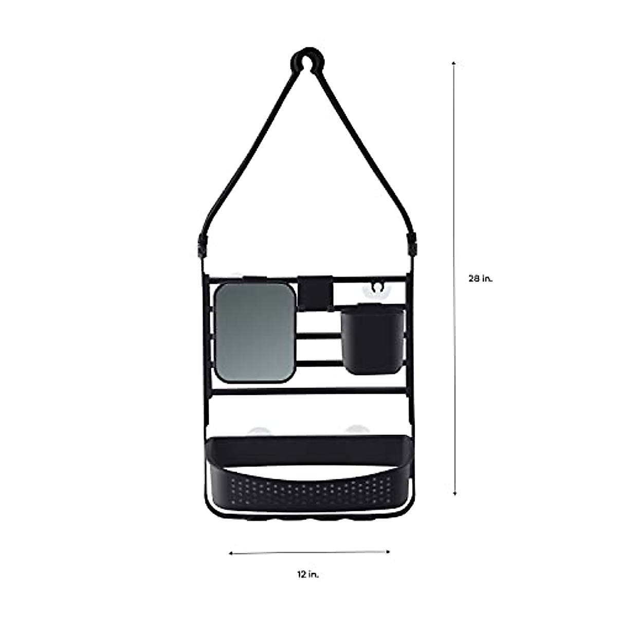 Bath Bliss Deluxe Flex Adjustable Shower Caddy | 2 Hanging Options | Customizable Accessories | Bathroom Storage | Matte Black