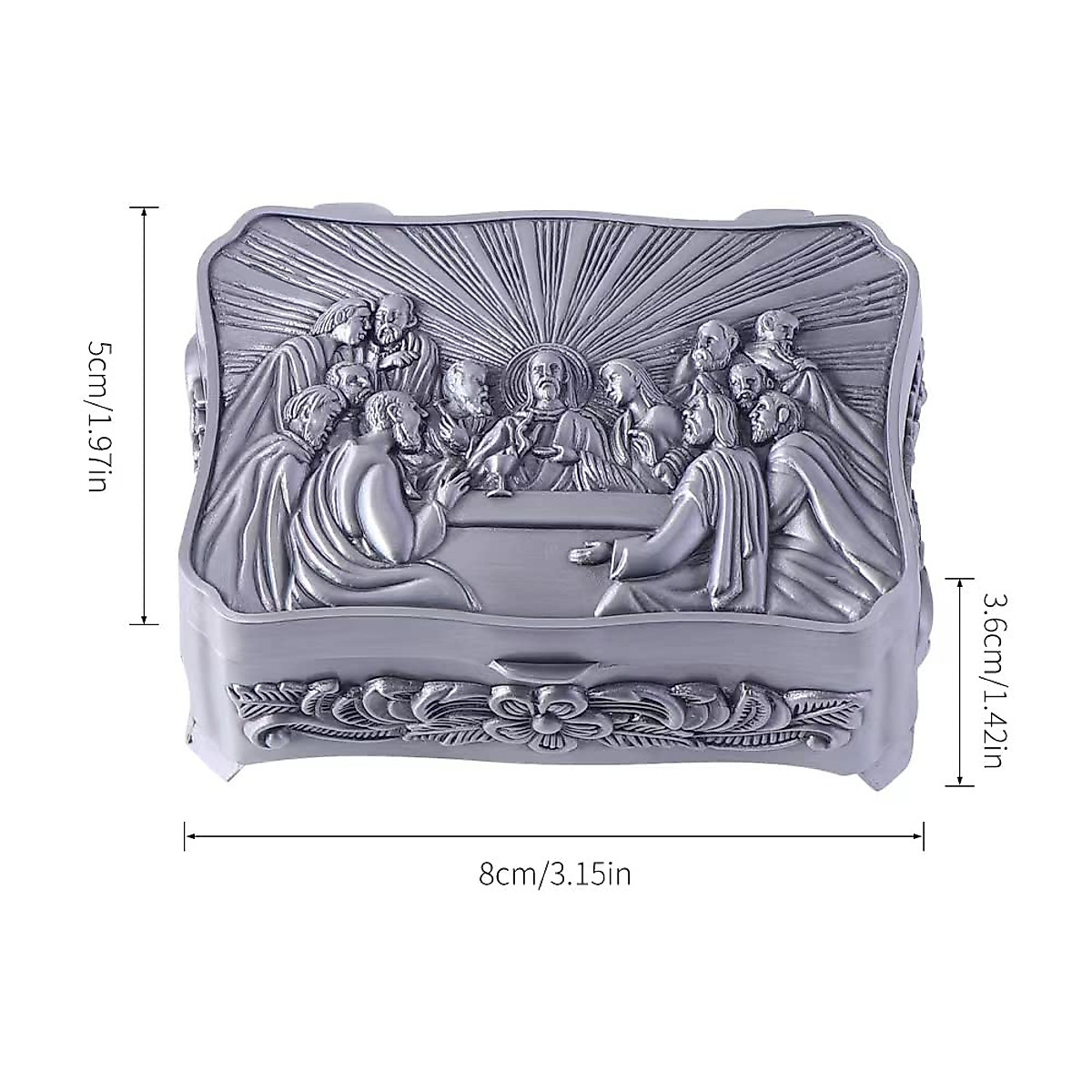 WHLHMK Rosary Beads Catholic for Women With Rosary Box, Blue Crystal Beads Rosary Necklace with Last Supper Vintage Jewelry Box, Anglican Prayer Beads Christian Gifts for Women Catholic Gifts