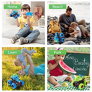 2pcs Toy Cars, Monster Trucks for Boys,Dinosaur Toys for Kids 3-5 Double-Directions Pull Back Race Car Gifts for Boys Girls Birthday Christmas