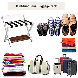 GUODDM Luggage Racks for Suitcases for Bedroom - Set of 2 Suitcase Stand for Guest Room Folding, Luggage Stand Wood with Backrest, 2-Tier Luggage Shelf Organizer, for Hotel Home Guest Room Bedroom