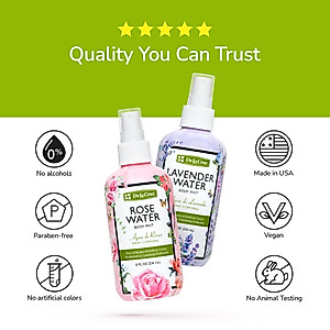 De La Cruz - Rose Water Spray and Lavender Water Spray Bundle - Spray Mist for Skin, Hair and Body - 8 fl OZ Each