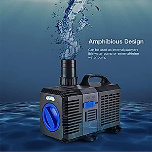 Flexzion Pond Pump Submersible (1400GPH) Adjustable Flow Inline Aquarium Fountain Waterfall Koi Fish Salt Fresh Water Filter with Set of Outlet Adapter