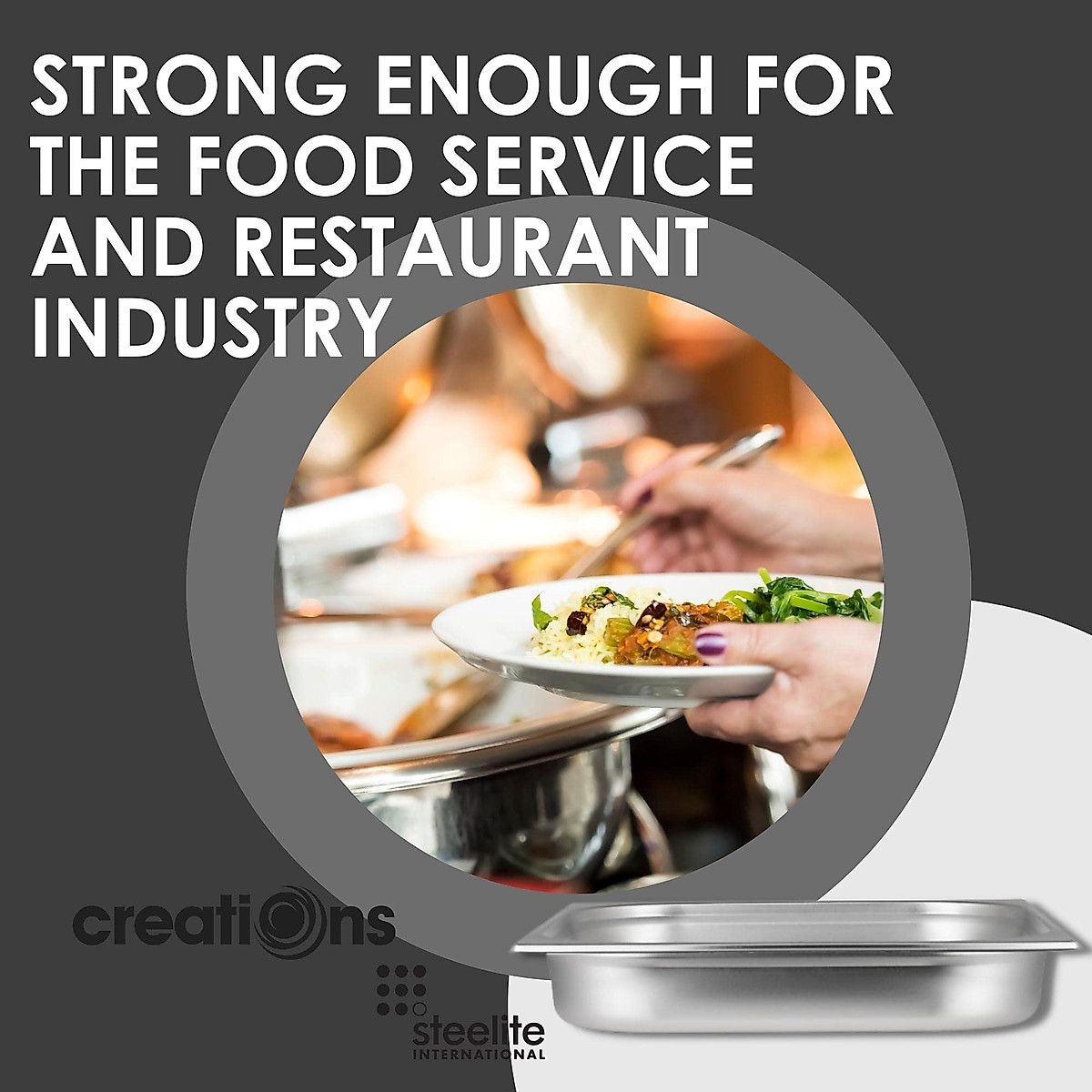 Steelite International 7351MW108 Square Chafing Dish Food Pan, Stainless Steel Insert Serving Tray for 6 Quart Chafer, 12.75" x 14" x 2.5", Set of 6