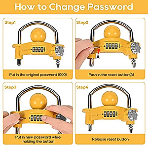 Prosecurloc Trailer Hitch Lock Combination Universal Coupler Locks Ball Hitch Lock Adjustable Anti Theft Heavy-Duty Steel Storage Towing Lock Security Fits 1-7/8", 2", 2-5/16" Couplers Patent Design