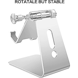 OMOTON Adjustable Cell Phone Stand, C2 Aluminum Desktop Phone Dock Holder Compatible with iPhone 11 Pro, SE, XR, 8 Plus 7 6, Samsung Galaxy, Google Pixel and More, Silver
