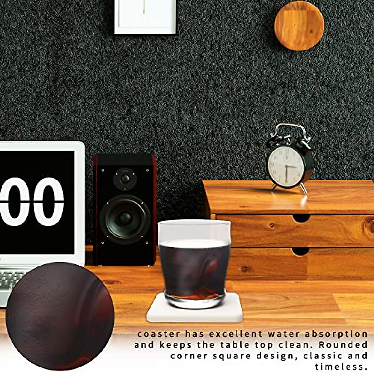 Absorbent Diatomite Drink Coasters,for Drinks and Plants Fast Water Absorption in Seconds, Non-Slip Insulation Odorless Diatomaceous Earth Protect Table Countertop from Damage, Set of 4 (Beige)