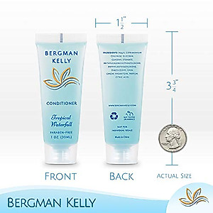 BERGMAN KELLY Hotel Toiletries Bundle (Tropical Waterfall, 1 oz each, 200 Pieces) 4-Piece Set: 50 Rectangular Bar Soap, 50 Shampoo, 50 Conditioner & 50 Body Lotion - Bulk Mini Guest Amenities