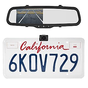 BOYO VTC1743M - Vehicle Backup Camera System with 4.3” Rear-View Mirror Monitor and License Plate Backup Camera for Car, Truck, SUV and Van