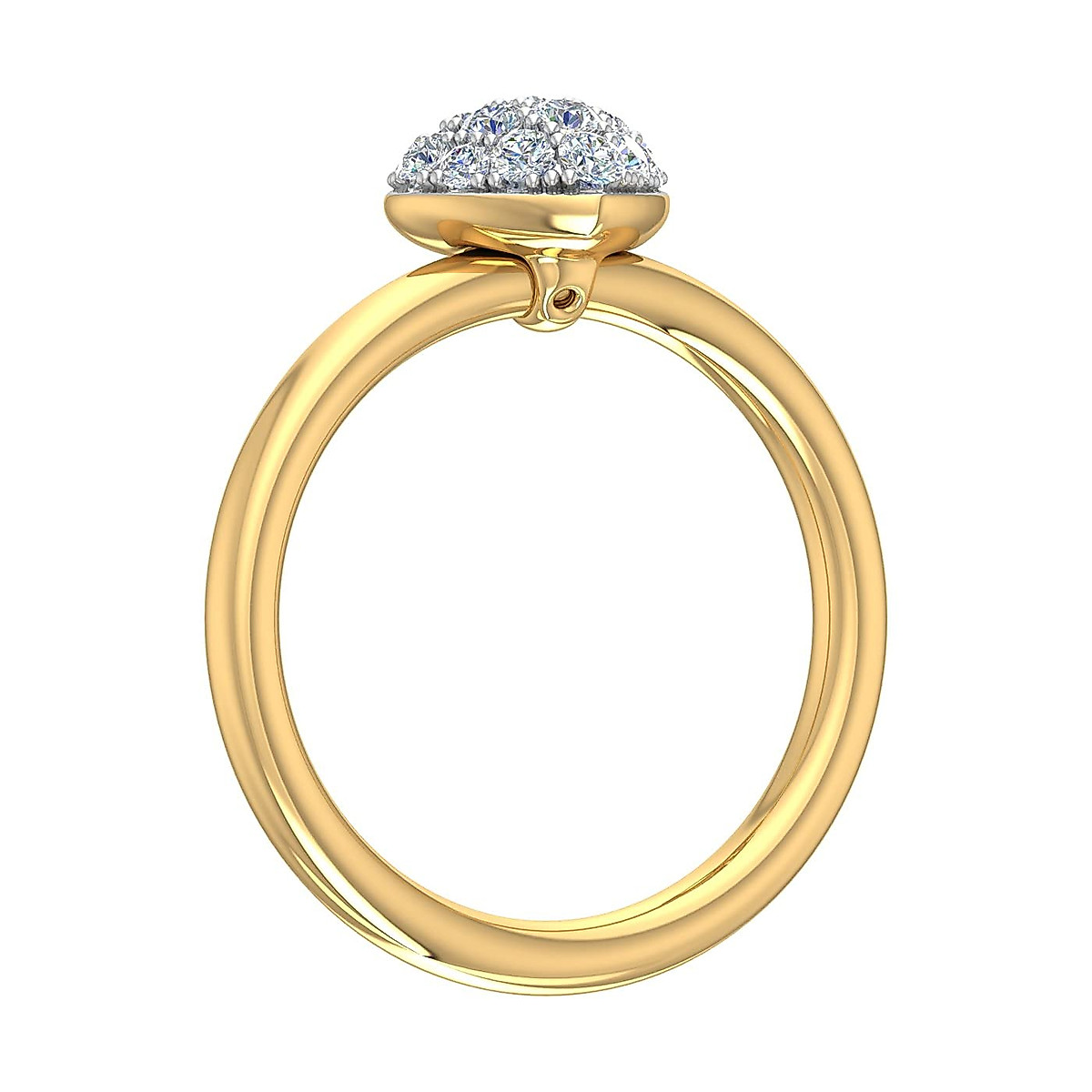 FINEROCK 1/4 Carat Diamond Heart-Shaped Promise Ring Band in 14K Yellow Gold (Ring Size 10.5)