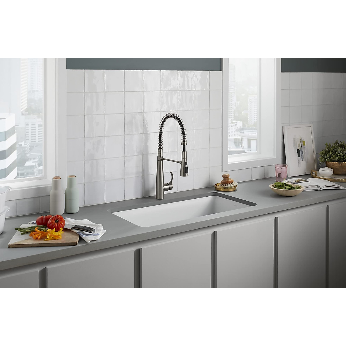 KOHLER K-8206-CM6 Cairn Sink, 33 in, Matte White