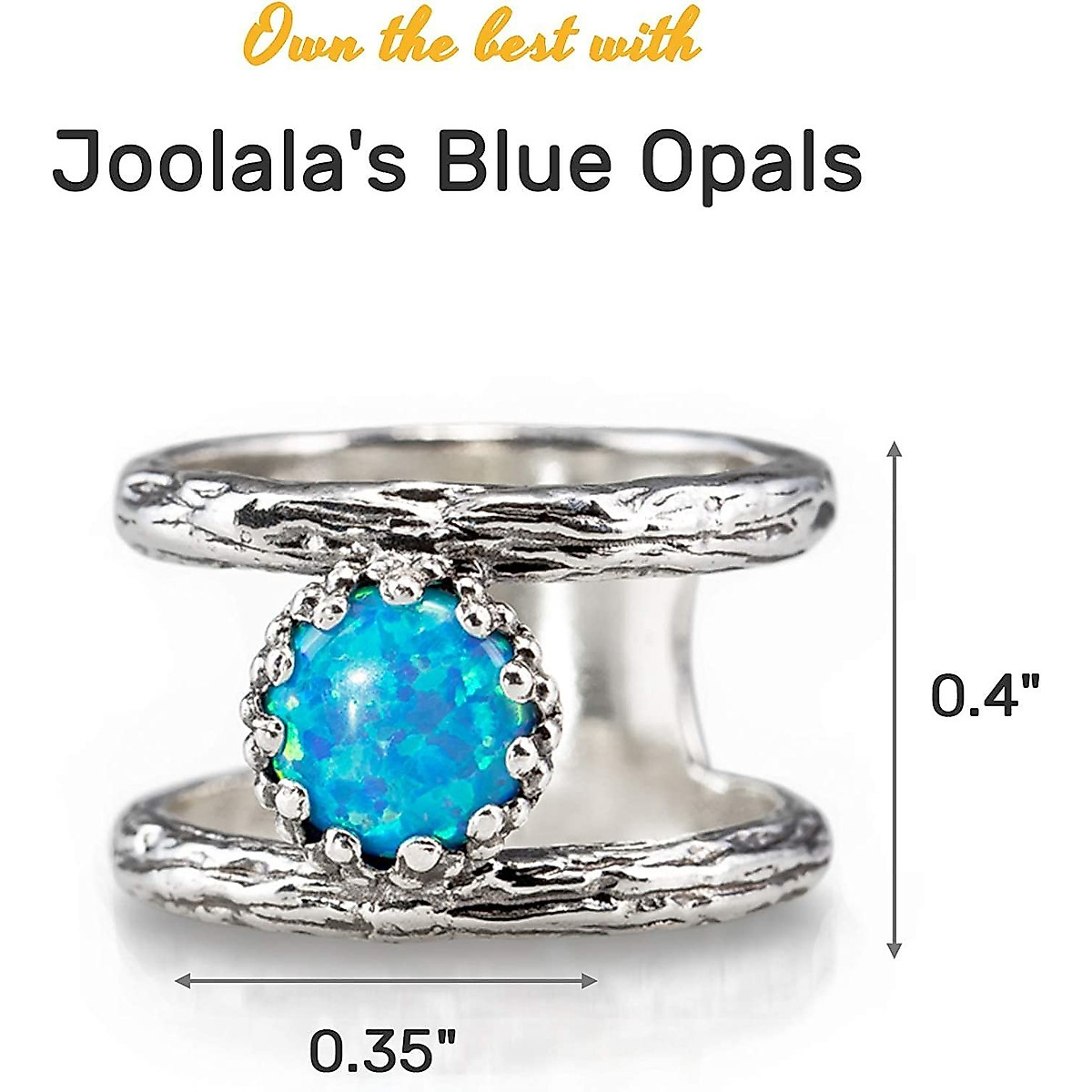 Joolala Ocean of Round Blue Fire Opal 925 Sterling Silver Oxidized Finish Party Band for Women and Teen Girls, Size 9
