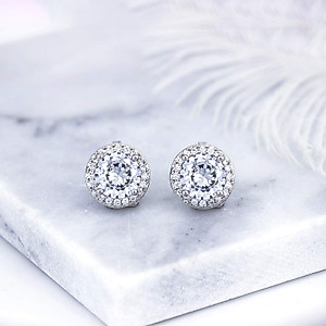 YOQUCOL Bright 8MM Cubic Zirconia Crystal Clip On Stud Earrings Round Non Pierced Earrings For Women