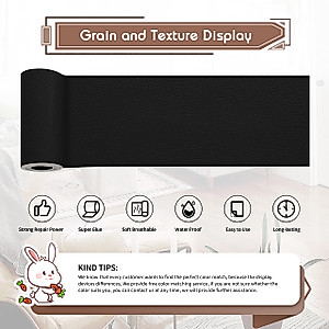 KING MOUNTAIN Leather Repair Patch,4 x 63 Inches self Adhesive Leather Repair Tape for Damaged Leather Furniture, Sofa Seating,Car Seats, Leather Goods(Black)