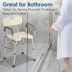 Shower Chair with Arms and Back Heavy Duty 330lbs, Shower Chair for Inside Shower, Shower Seat for Inside Shower Bathroom Chair with Cutout Seat & Cold-Proof Pads, Tools-Free Assembly