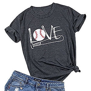 Baseball Shirt Women Baseball Love Graphic Tees Funny Baseball Mom T Shirt Game Day Short Sleeve Tops