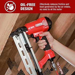 Arrow Pneumatic 16 Gauge Finish Nailer with 1000 Pcs Nails, 16 GA Professional Straight Nail Gun Kit, Oil-free Design, Depth Adjustable, Dryfire-lockout, Fits 1-1/4-Inch to 2-1/2-Inch Finish Nails
