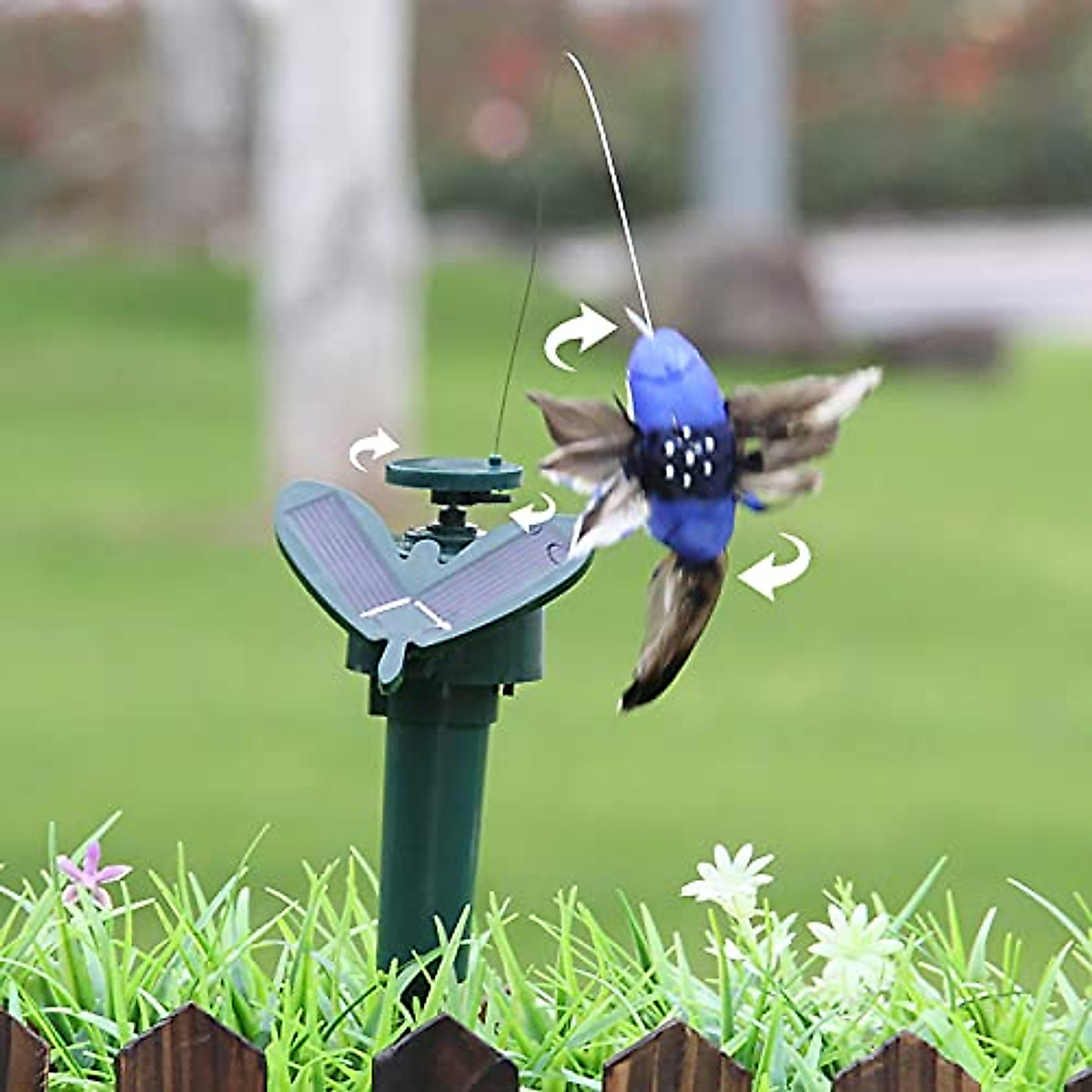Hummingbird Solar Garden Dancing Decor Hummingbird Solar/Battery Powered Decoration & Hangs Large Glass Vases Floor Standing (A, One Size)