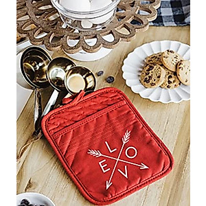 Valentines Day Gift for Her Wife Mom Kitchen Decor Red Potholder - 2 Piece Set