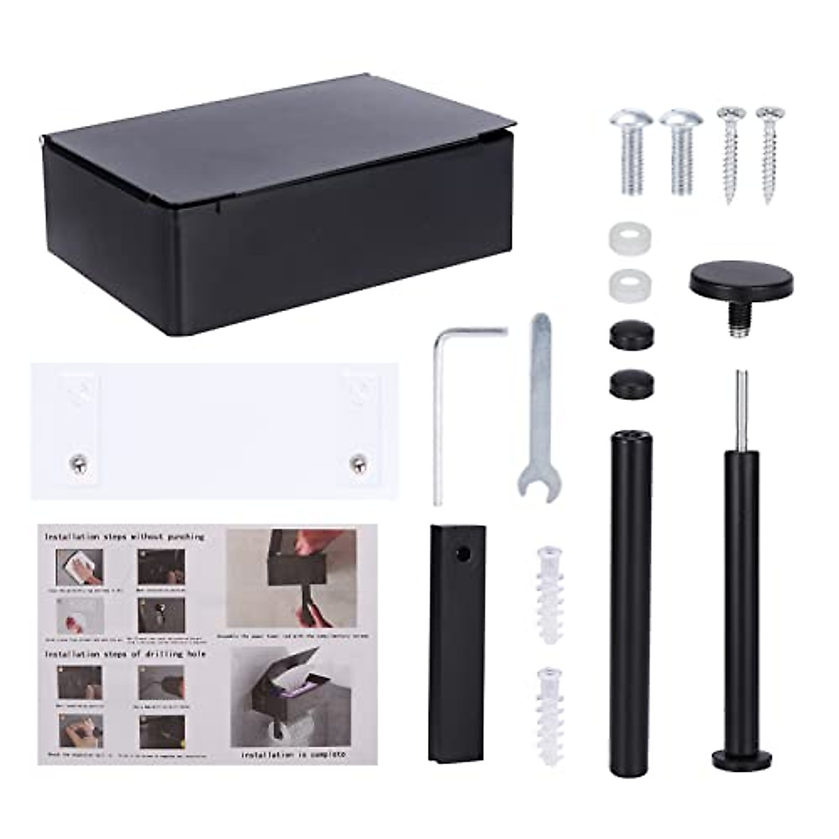 Pilarmuture Holder Wall Mount Organizer,Stainless Steel Double Size Holder with Shelf,Bathroom Holder with Storage,Roll Toilet Holder (Type A)