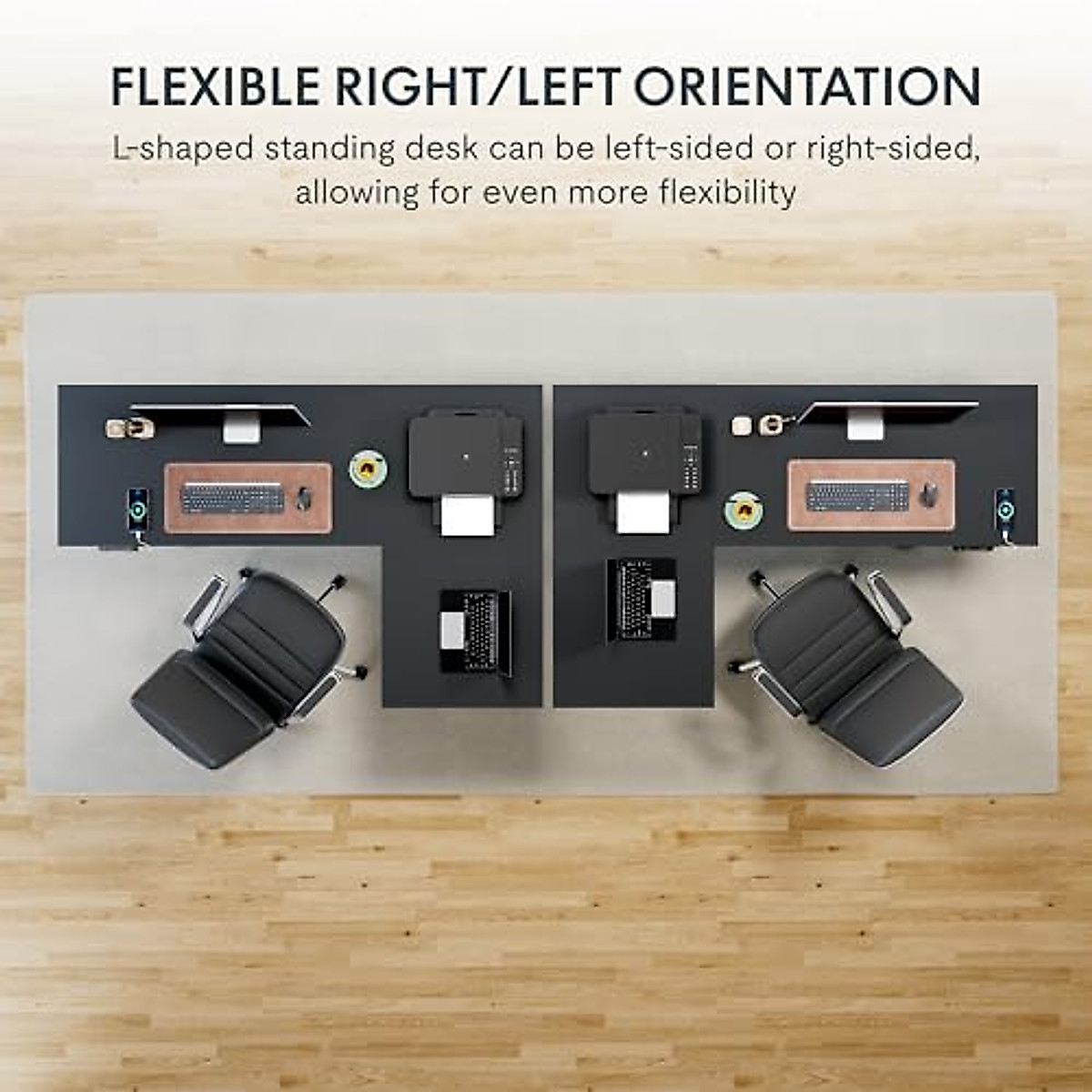 FLEXISPOT L Shaped Standing Desk 71 x 48 Inch Dual Motor Computer Electric Corner Desk Sit Stand Up Desk Height Adjustable Desk Home Office Table with Splice Board, Black