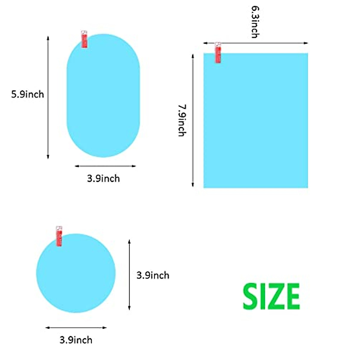 LELTLIMH Car Rearview Mirror Film Rainproof Waterproof Mirror Film Anti Fog HD Clear Nano Coating Car Film for Car Mirrors and Side Windows, Various Shapes Mirror Stickers (8P)