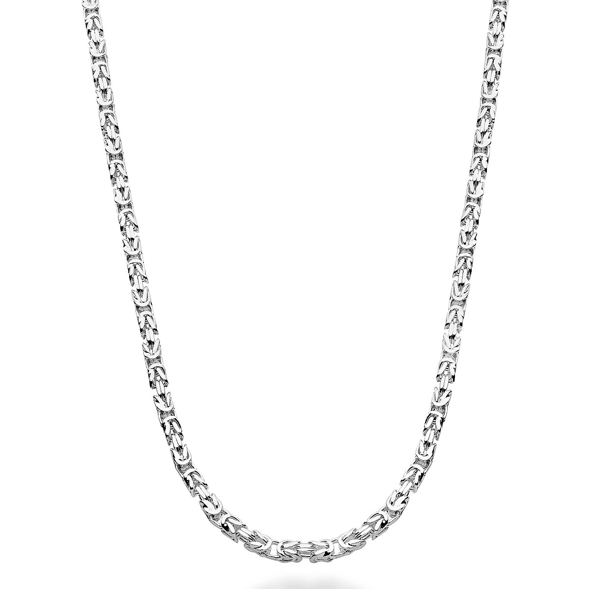 Miabella Solid 925 Sterling Silver Italian 3mm Square Byzantine Link Chain Necklace for Women Men, 925 Handmade in Italy (Length 20 Inches)