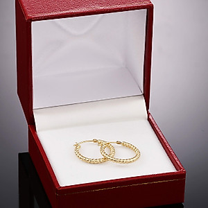 14k Yellow Gold Spiral Textured Round Hoop Earrings, 2mm thickness (20mm - 0.78 inch)…