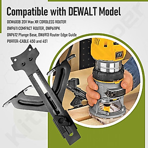 DNP618 Router Edge Guide for DEWALT Fixed Base Compact Router DCW600B, DWP611, DNP612, DW6913, PORTER-CABLE 450 and 451 - Quickly Attaches to Fixed Base Compact Router