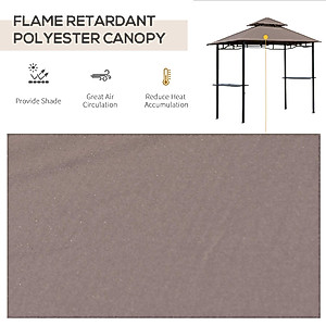 Outsunny 8' Patio BBQ Grill Gazebo Canopy with 2 Tier, Flame Retardant Cover, Large Storage Work Platform and Stylish Utility