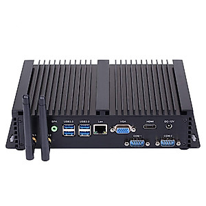 HUNSN Fanless Industrial PC, Mini Computer, I5 4200U 4250U 4258U 4278U, Windows 11 or Linux Ubuntu, IM03, VGA, HDMI, LAN, 2 x COM RS232, 2 x USB2.0, 4 x USB3.0, 16G RAM, 256G SSD