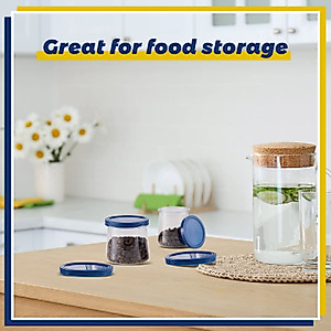 48 Pcs Yogurt Jar Lids Plastic Yogurt Container Lids Compatible with Oui Yogurt Jar Sealed Replacement Covers for Yogurt Jars Reusable Jar Lids Compatible with Oui Yogurt for Glass Container Jar, Blue