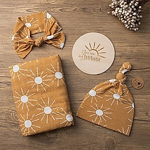 Miaoberry 100% Organic Cotton Baby Muslin Swaddle Blanket Set| Golden Boho Sunshine| Gender Neutral for Boys Girls|Yellow Mustard Orange Sunshine| Hospital Newborn Receiving Blanket |Newborn Unisex