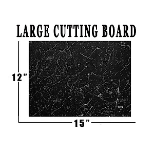 Black Marble Art Kitchen Glass Cutting Board Decorative Gift Abstract Wavy Contrast Design