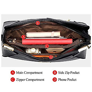 Leather Crossbody Bags for Women, Genuine Full-grain Leather Ladies Fashion Messenger Bags with Adjustable Strap Women's Cowhide Shoulder Bag Womens Cross Body Zipper Purses Designer Satchel (Black)