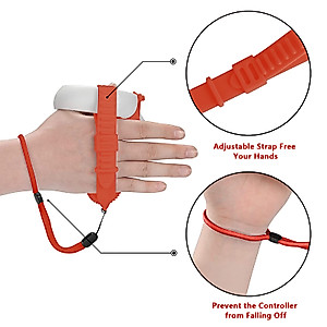 TOMSIN Touch Controller Grip Cover with Silicone Face Cover, Protective Lens Cover, Silicone Handle Strap for Oculus Quest 2, Sweatproof Lightproof Anti-Throw Accessories Set(Red)